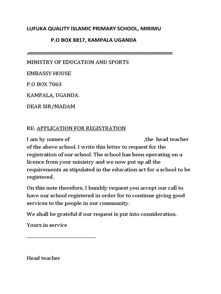 Lufuka Quality Islamic Primary School Application | PDF