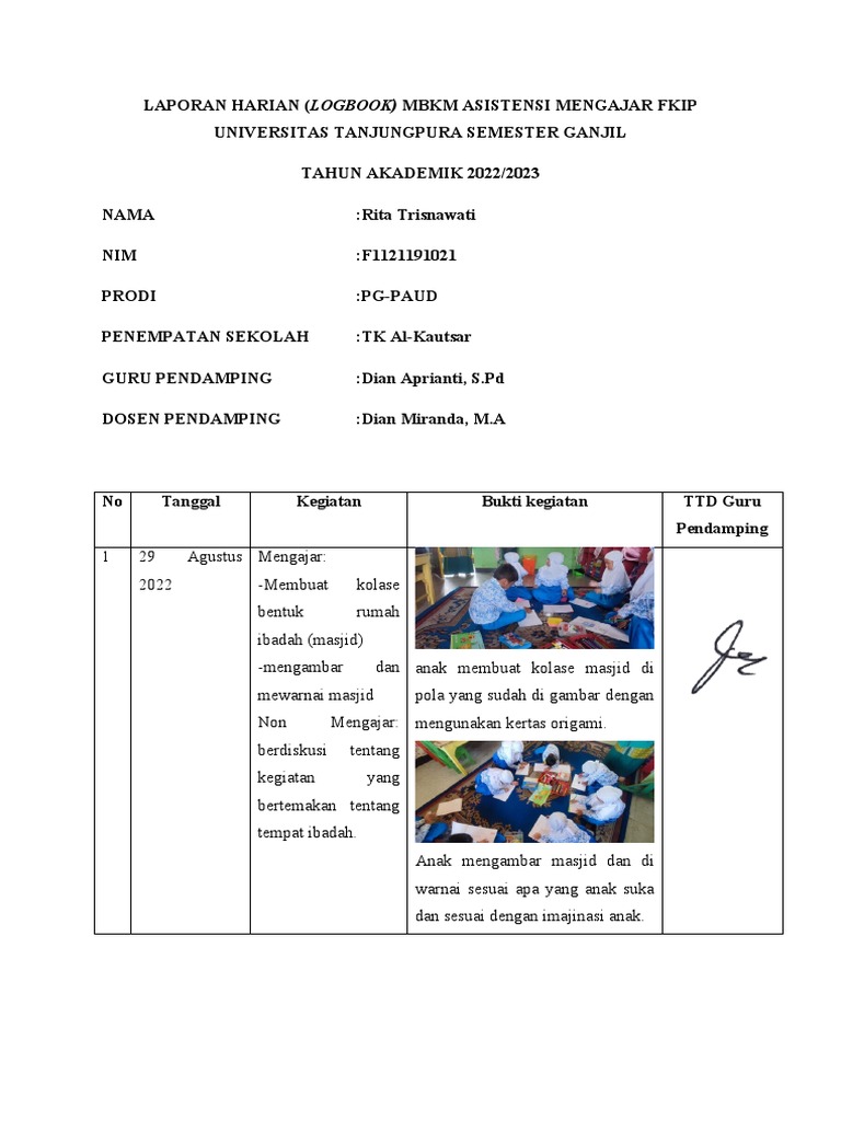 Laporan Harian (Logbook) MBKM Rita Trisnawati Minggu Ketiga | PDF