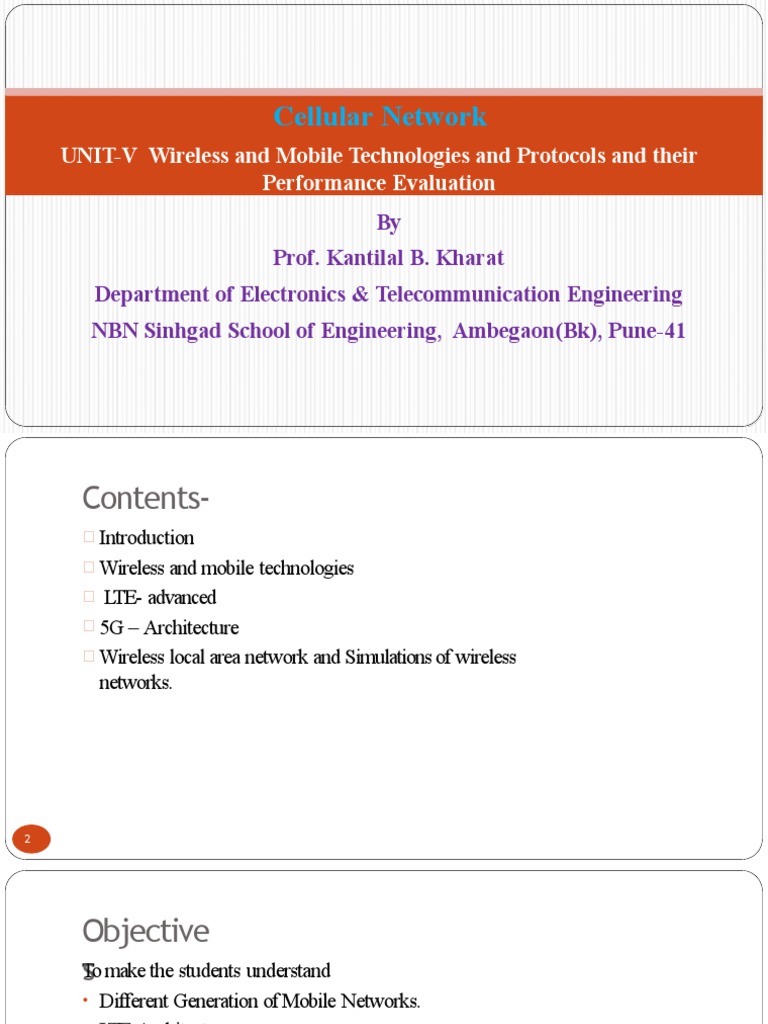 Unit V - Wireless and Mobile Technologies and Protocols and Their Performance Evaluation | PDF ...