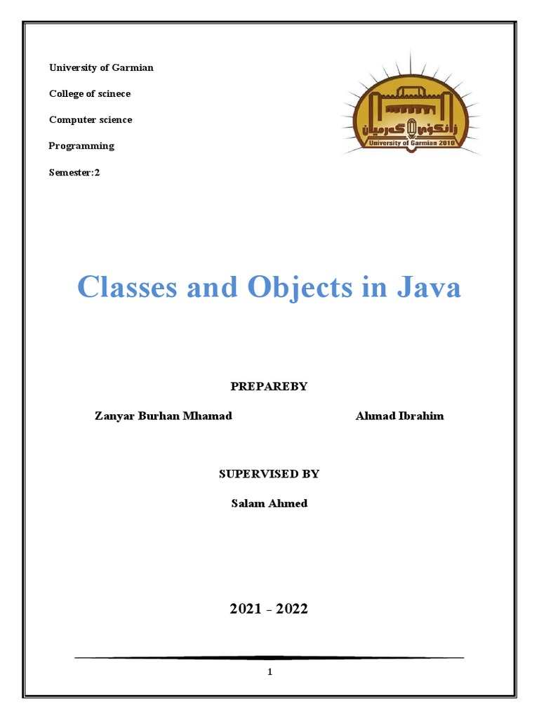 Classes And Objects In Java Pdf Class Computer Programming Programming