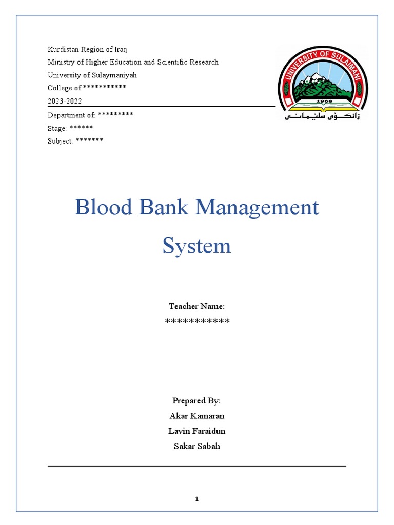 Blood Bank Management System | PDF