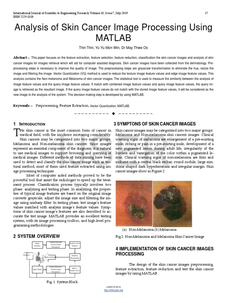 Analysis of Skin Cancer Image Processing Using MATLAB | PDF | Skin ...