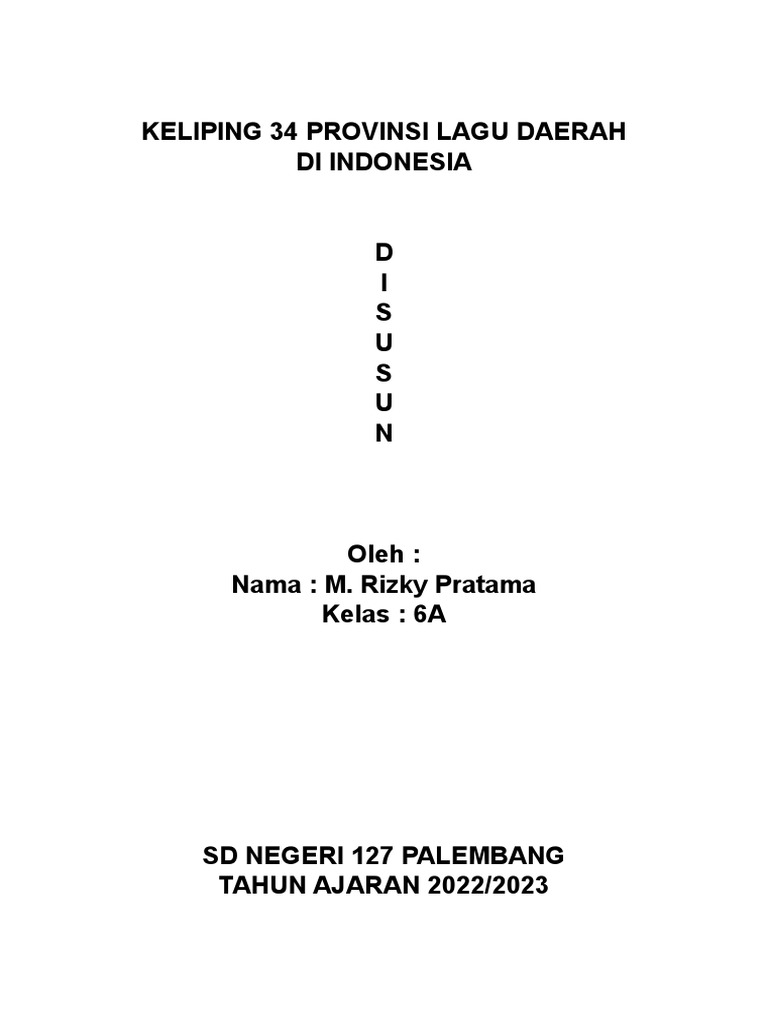 Keliping 34 Provinsi Lagu Daerah | PDF | Memasak, Makanan, & Anggur ...