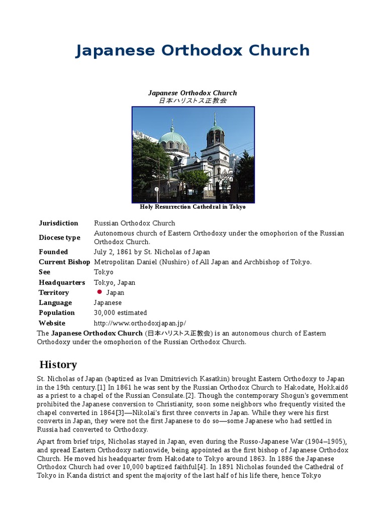 Japanese Orthodox Church History | PDF | Politics | Religion & Spirituality