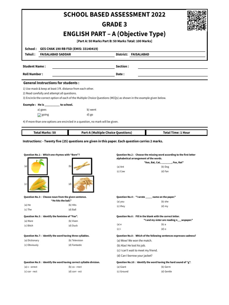 3rd ENG Final Paper MCQs - PEC Item Bank System | PDF | Multiple Choice | Human Communication