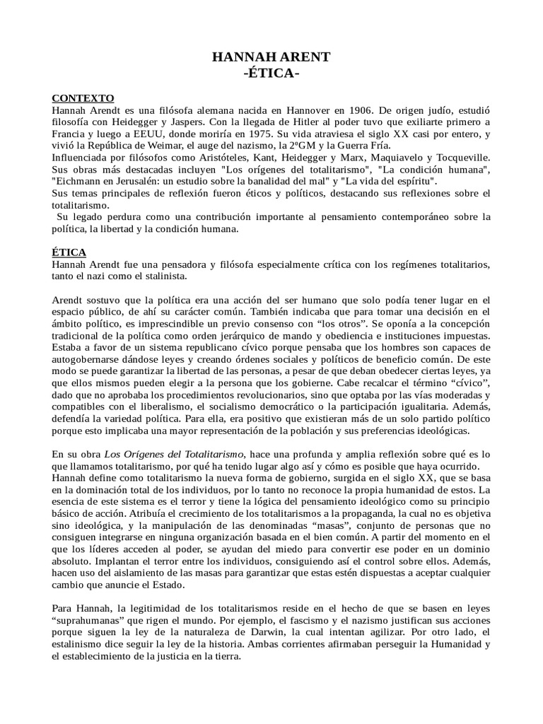 Hannah Arendt | PDF | Hannah Arendt | Totalitarismo