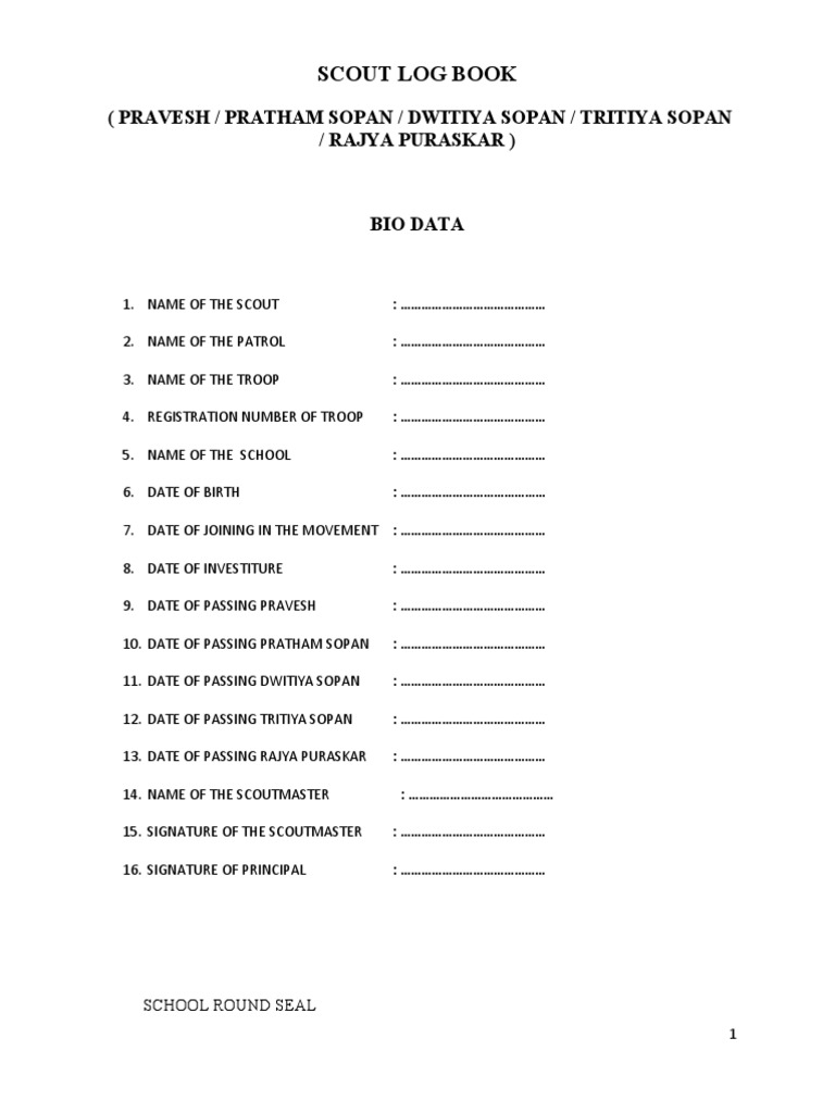 Scout Log Book | PDF | Scouting | Youth Movements