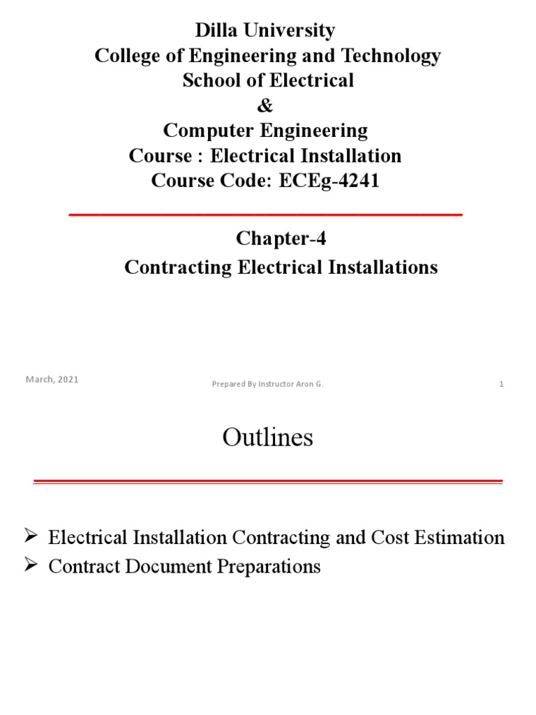 Chapter-4 Contracting Electrical Installation | PDF | Specification (Technical Standard) | Economies