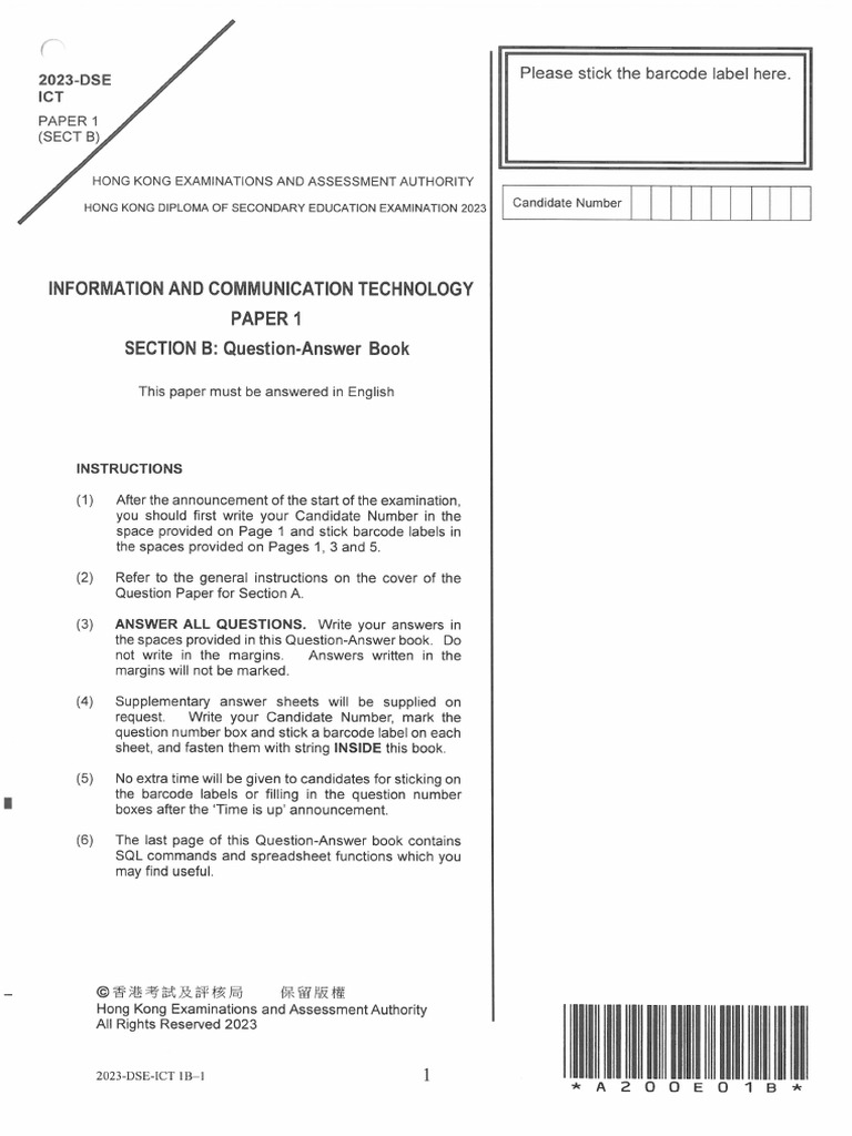 2023 ICT DSE Paper1b | PDF