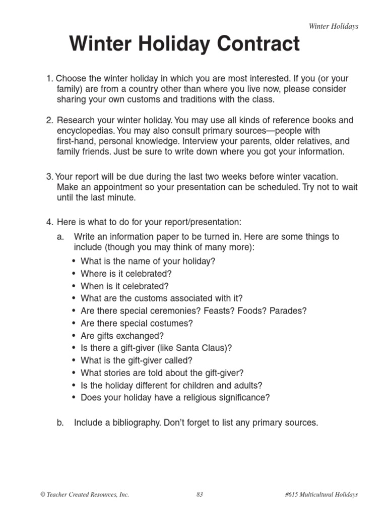 Winter Holiday Contract | PDF | Holidays