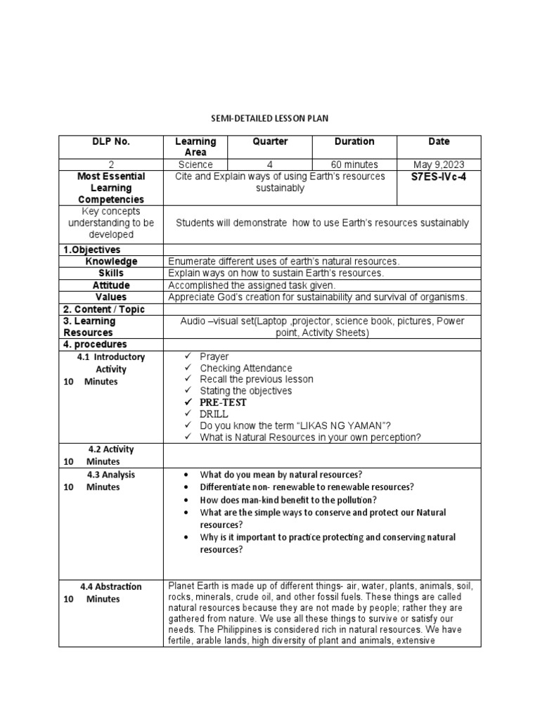 Semi Detailed Grade 7 Lesson 2 | PDF | Soil | Resource