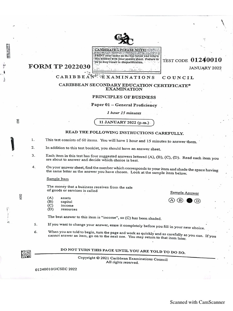 2022 Jan CSEC POB P1 230522 092925 | PDF