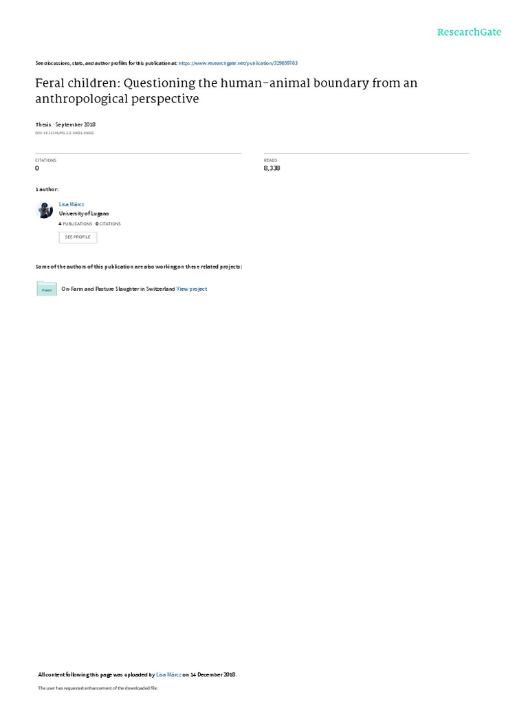 Feral Children - Questioning The Human-Animal Boundary From An ...