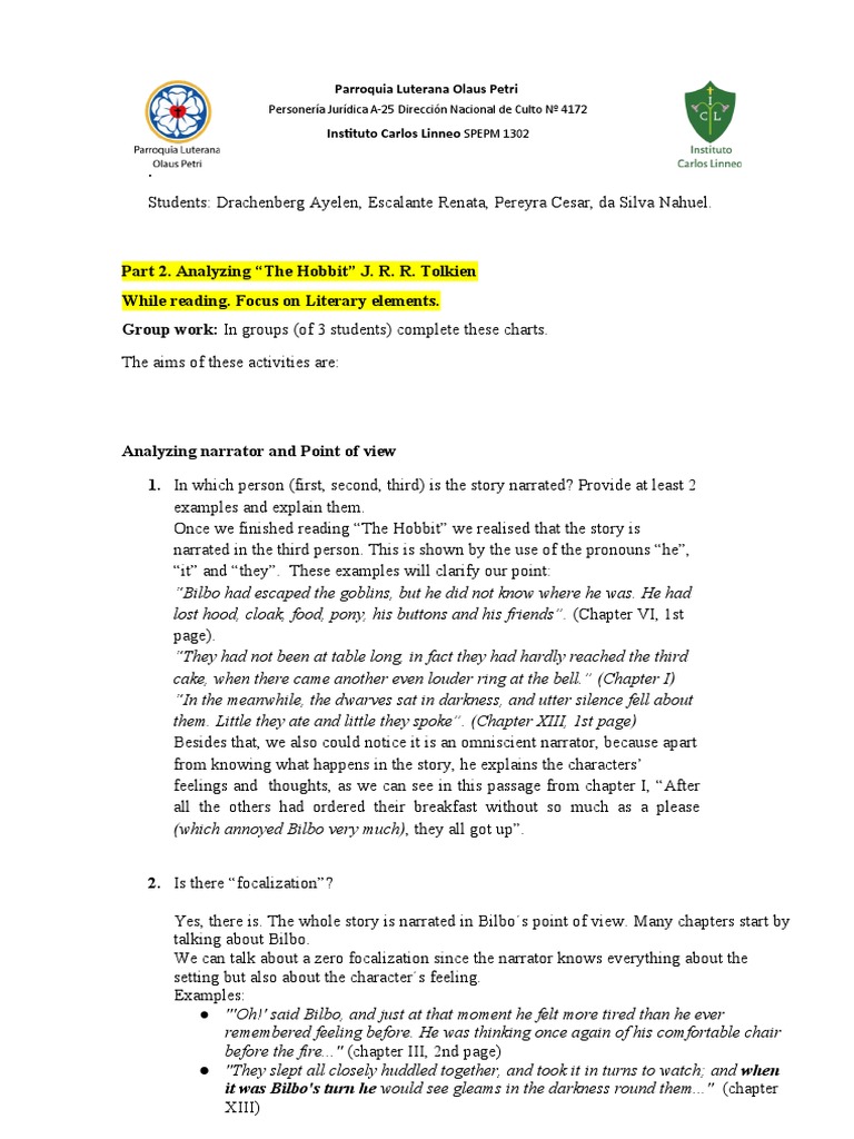 Analyzing Narration in "The Hobbit" | PDF