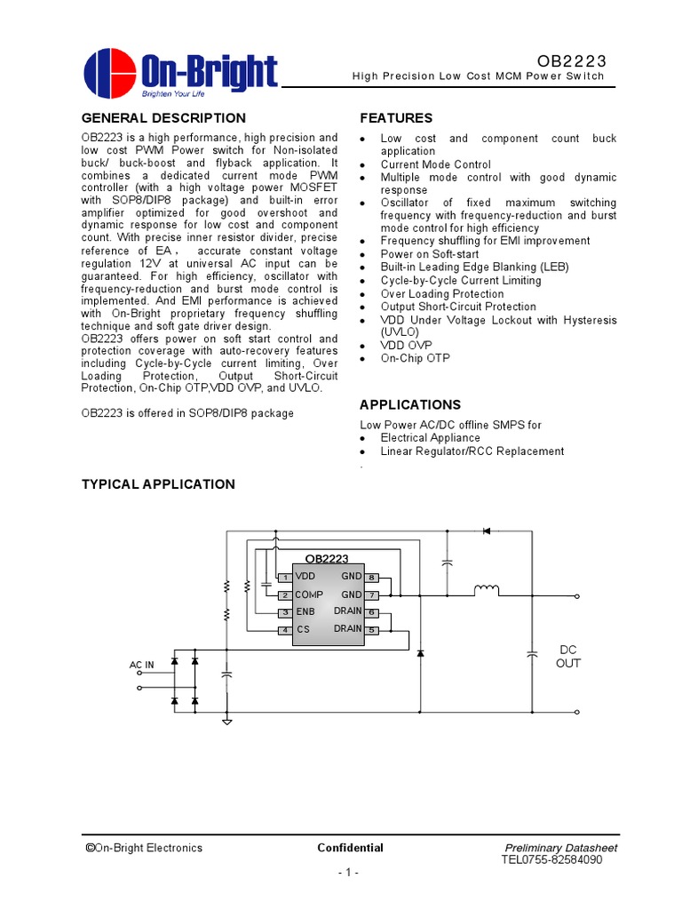 Ob 2223 HC | PDF | Mosfet | Power Supply