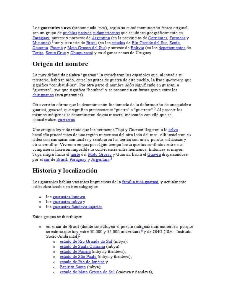 Historia y ubicación de los guaraníes | PDF