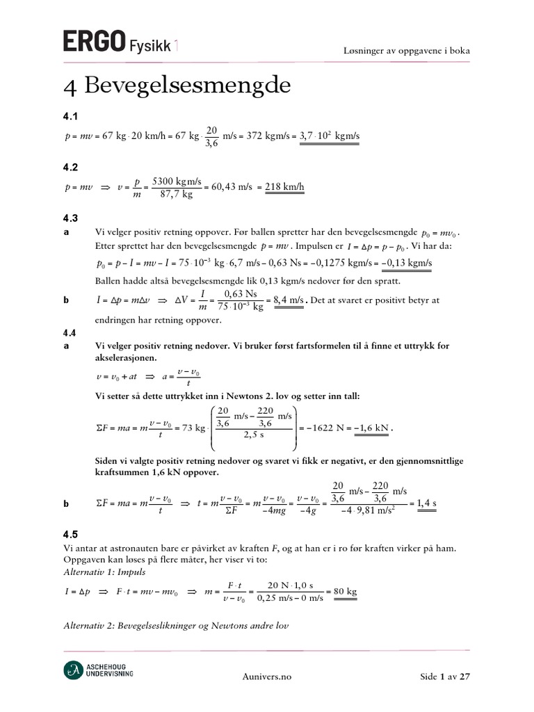 Fullstendige Løsninger ERGO 1 Kapittel 4 | PDF