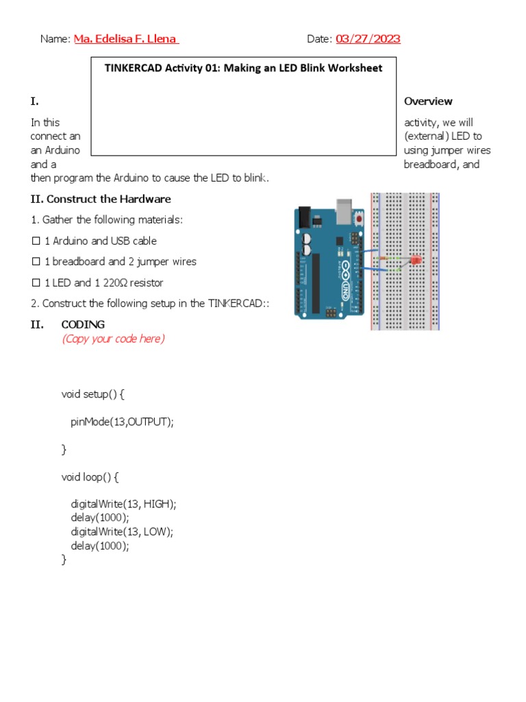Arduino LED Blinking Tutorial | PDF | Computers