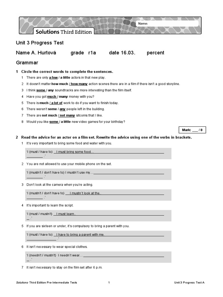 Unit 3 Progress Test | PDF