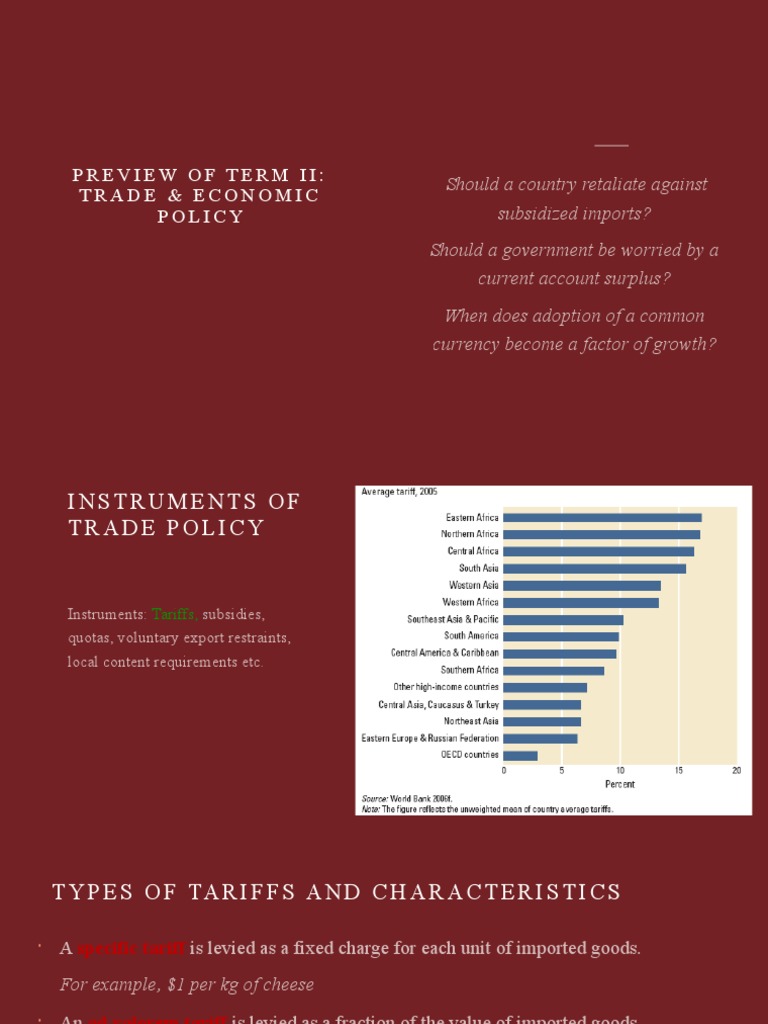 Trade Policy Overview: Tariffs & Quotas | PDF | Tariff | Exports