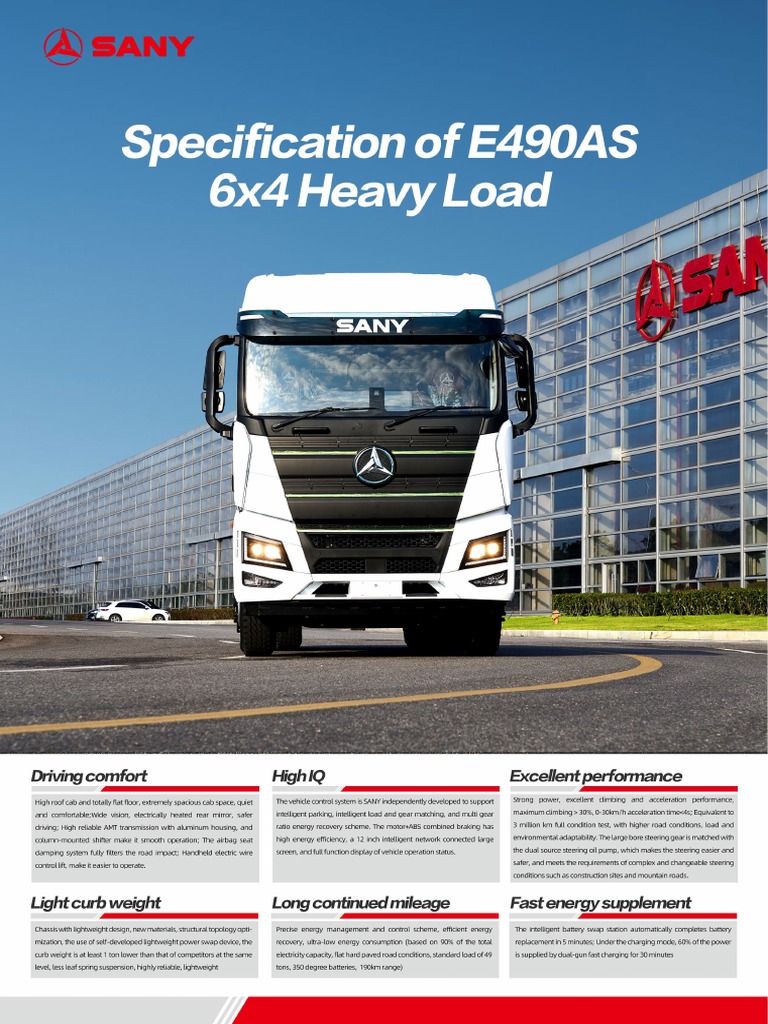 SANY Truck 6x4 EV 490-30 - 173600 | PDF | Semi Trailer Truck | Automotive Technologies