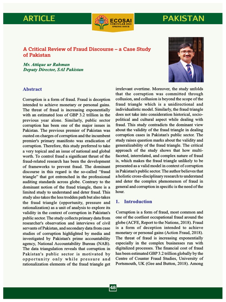 Article 1 A Critical Review of Fraud Discourse - A Case Study | PDF