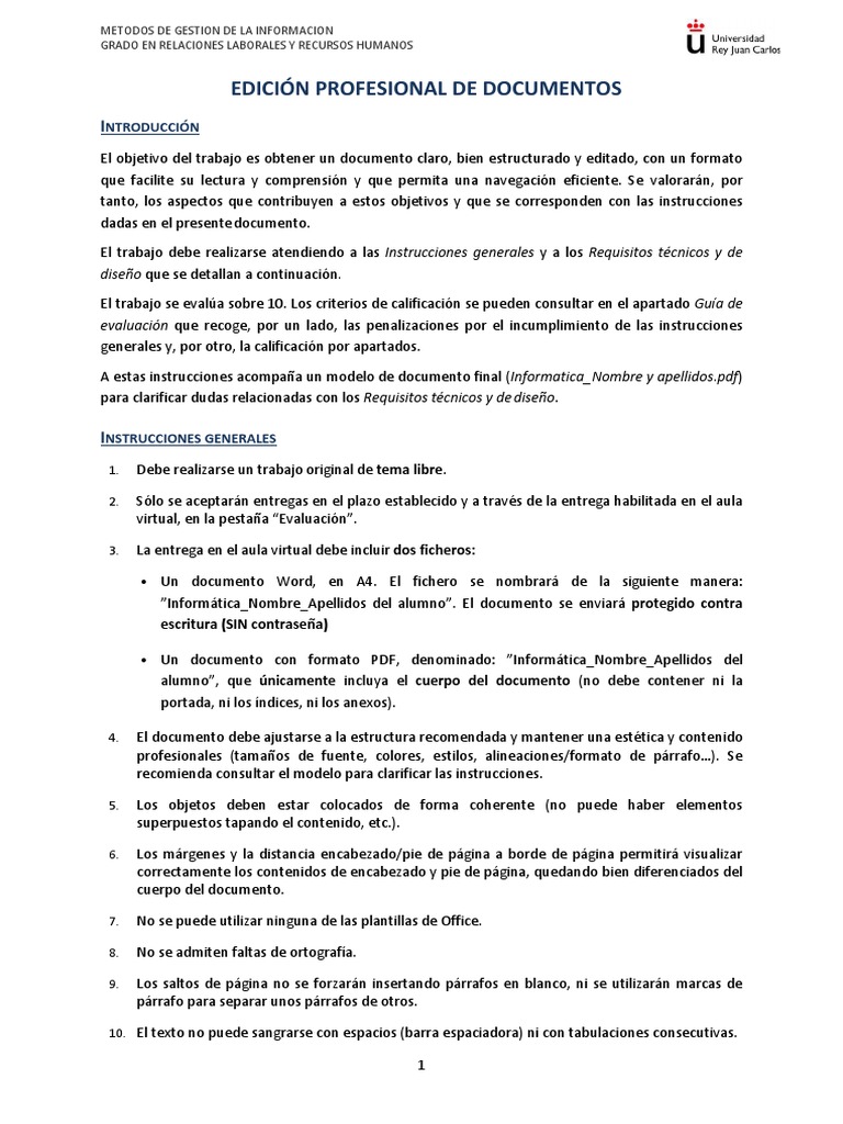 Instrucciones Trabajo Edicion de Documentos 20-21 | PDF | Bibliografía | Diseño