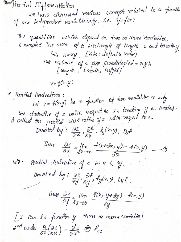 Partial Differentiation Maths Notes.. | PDF