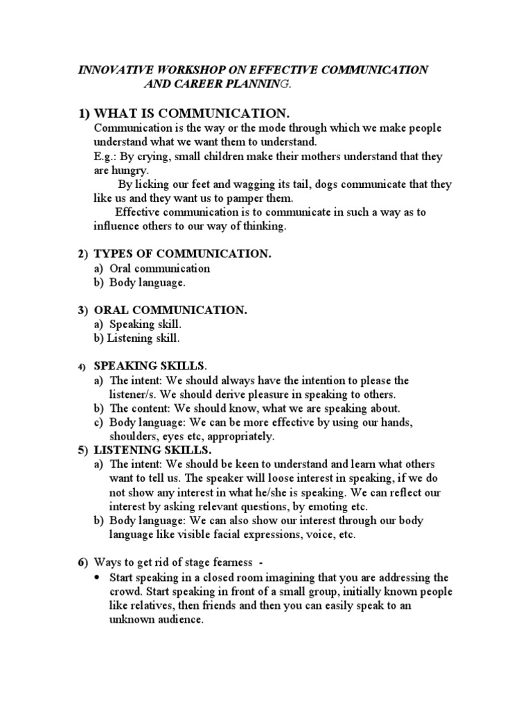 Innovative Workshop On Effective Communication | PDF | Public Speaking ...