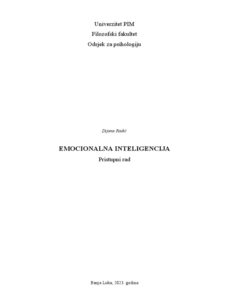 Emocionalna Inteligencija | PDF