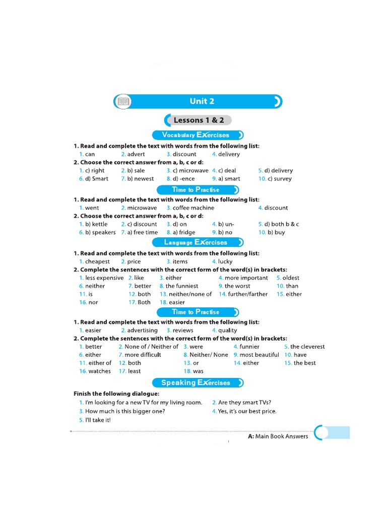 Prep 3 - Unit 2 - Answers | PDF
