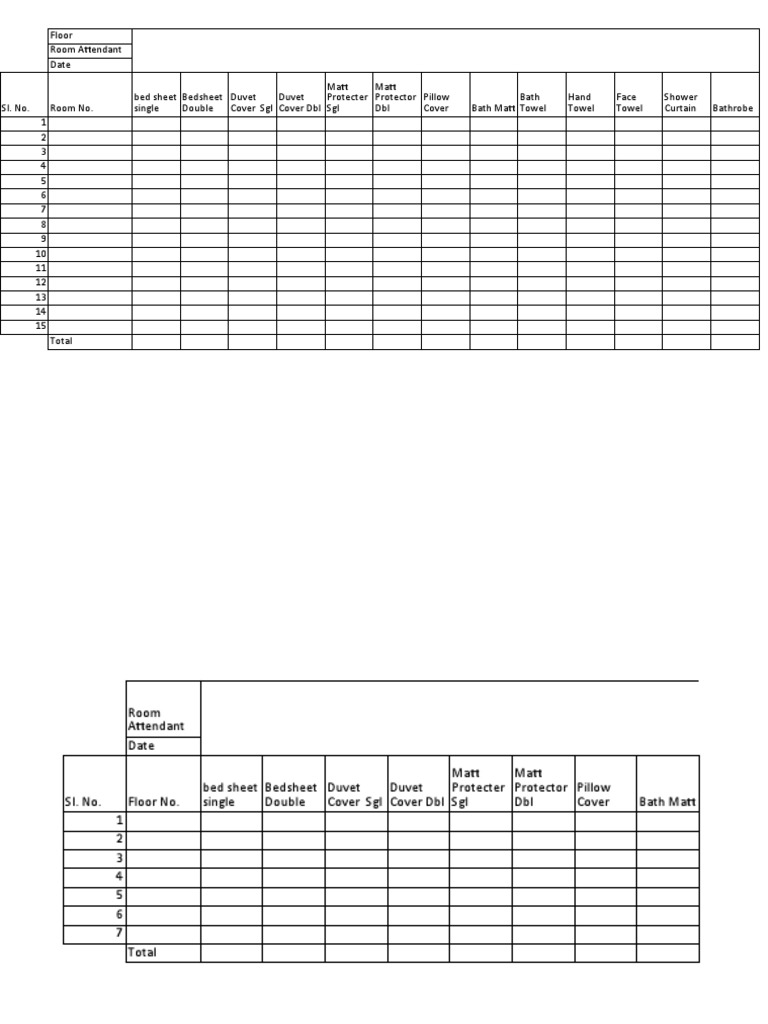 Linen Inventory Sheet | PDF