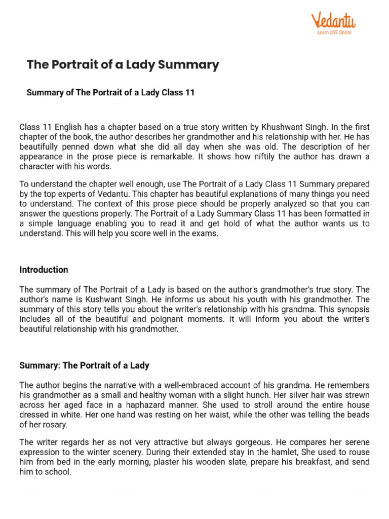 The Portrait Of A Lady Summary PDF