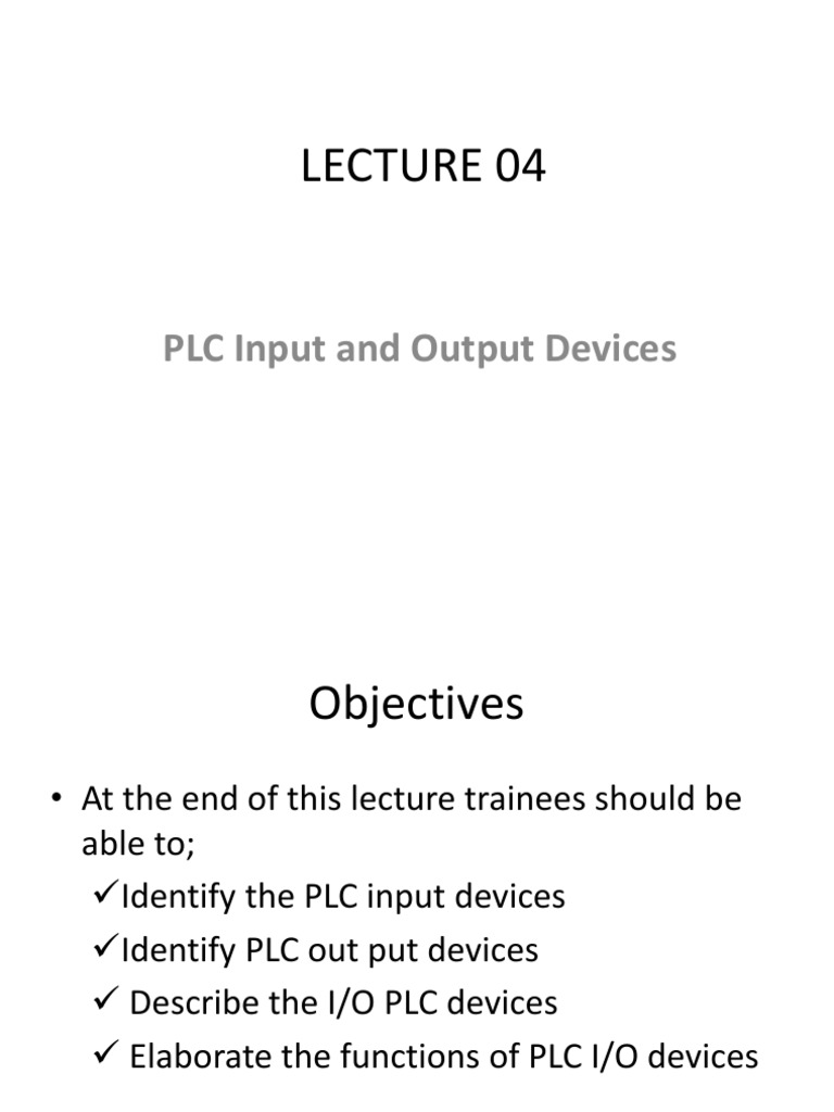 PLC Input and Output Devices Overview | PDF | Switch | Programmable ...