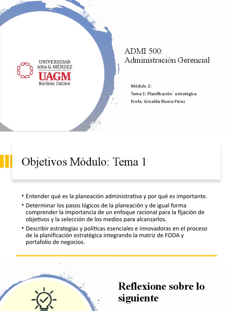 ADMI 500 Presentación Módulo 2 Tema 1 | Descargar gratis PDF | Planificación | Planificación ...