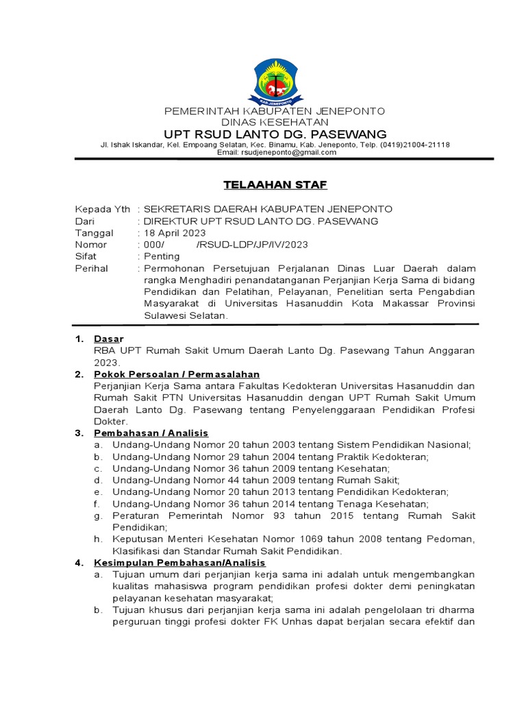 Telaah Staf Perjalanan Dinas | PDF