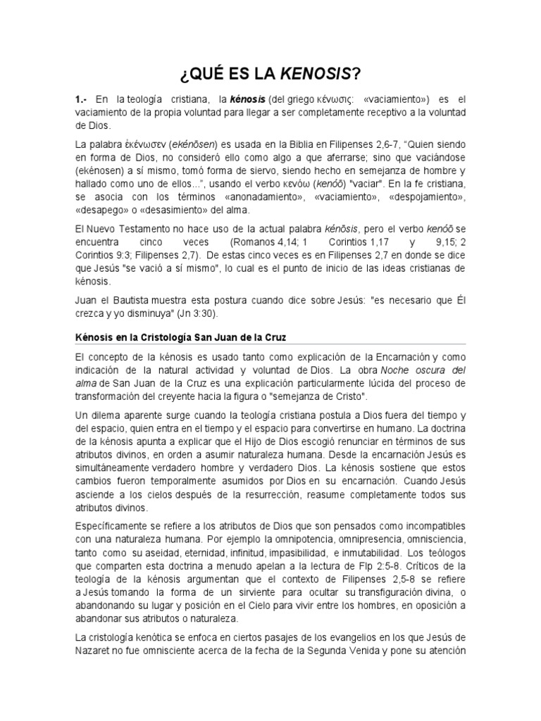 La Kénosis: Humillación y Divinidad | PDF | Creencia religiosa y doctrina | Teología