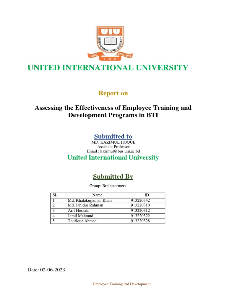 Assessing the Effectiveness of Employee Training and Development ...
