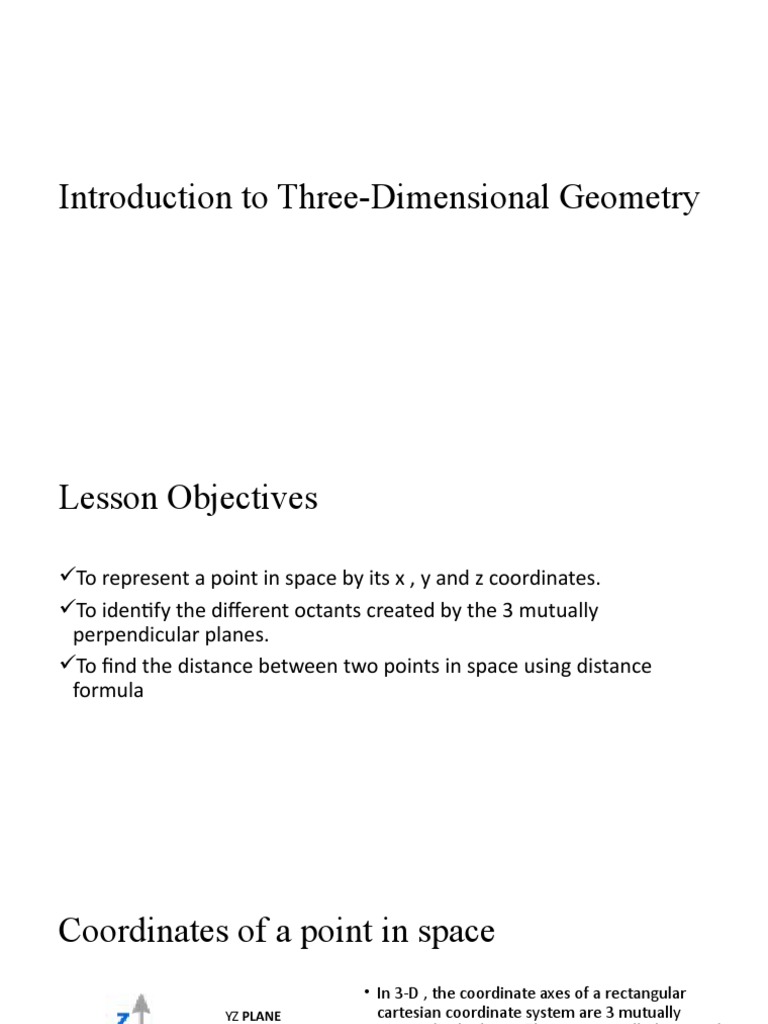 Introduction To Three-Dimensional Geometry | PDF