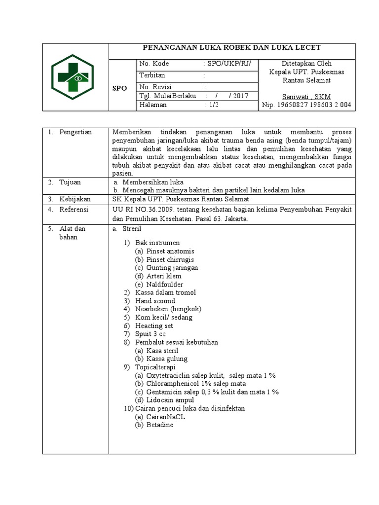 Perawatan Luka Robek Luka Lecet | PDF
