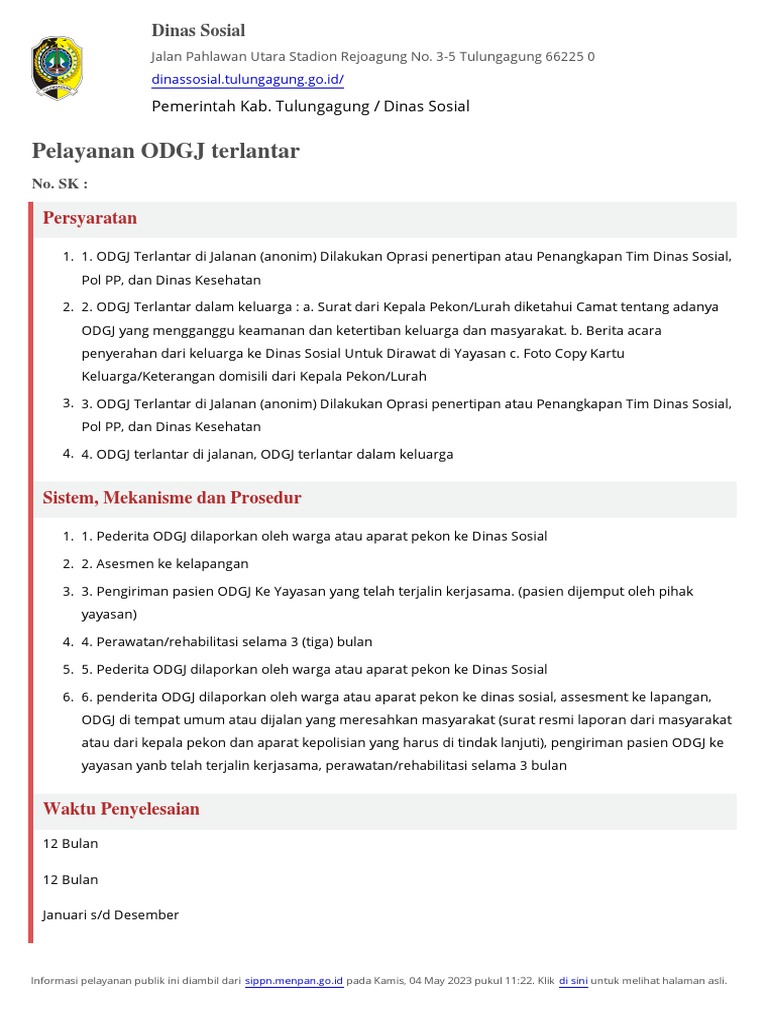 Pelayanan ODGJ Terlantar di Tulungagung | PDF