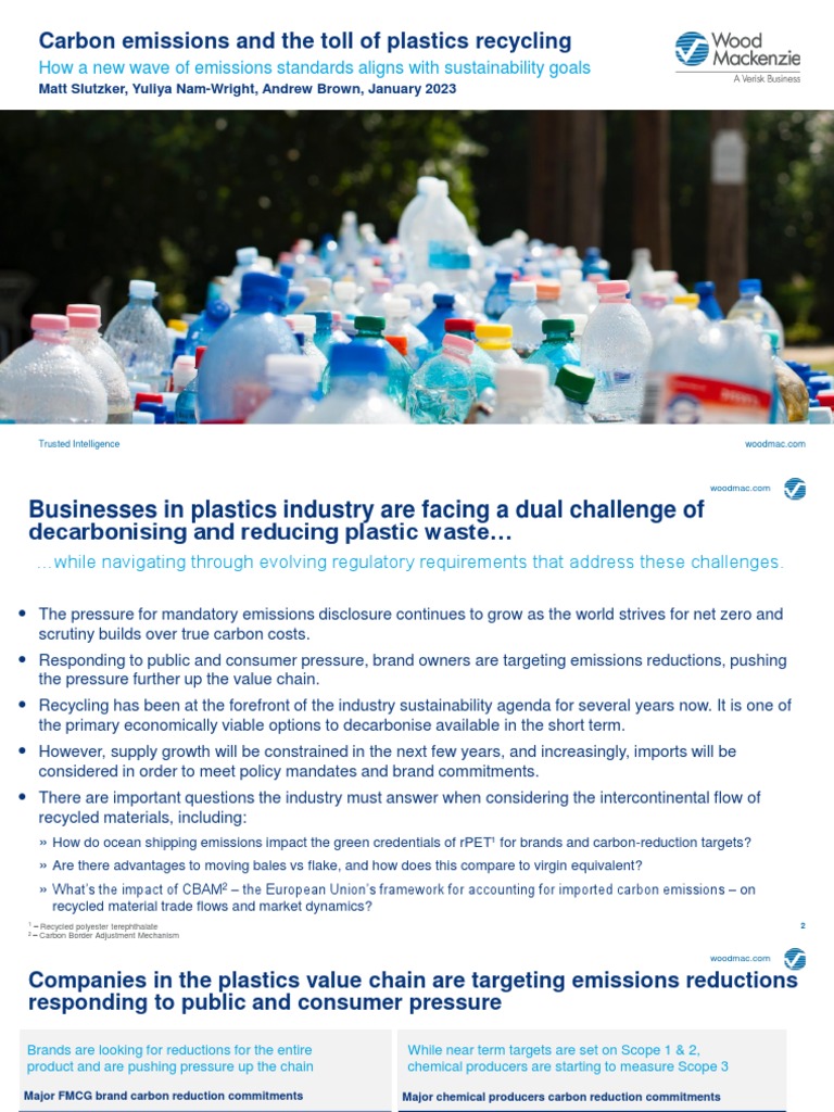 Carbon Emissions and The Toll of Plastics Recycling | PDF | Recycling | Plastic