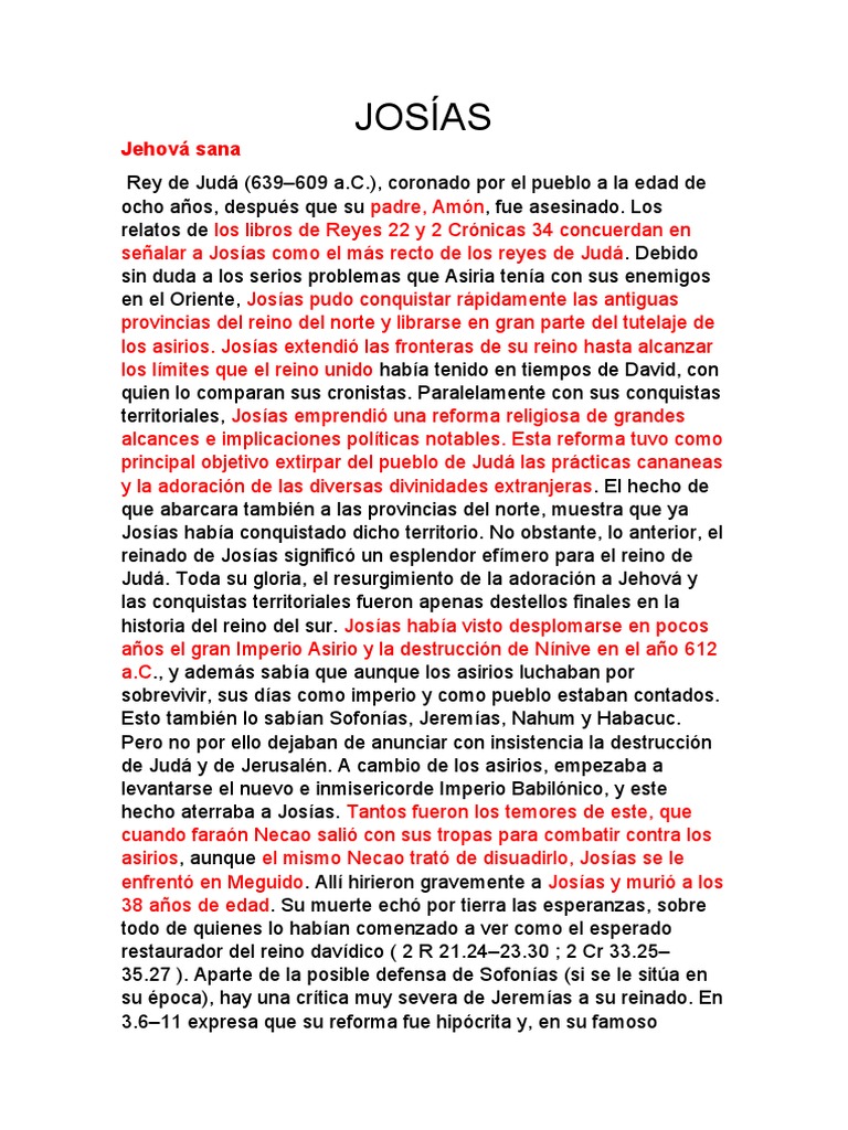 JOSÍAS | Descargar gratis PDF | Biblia | Jesús