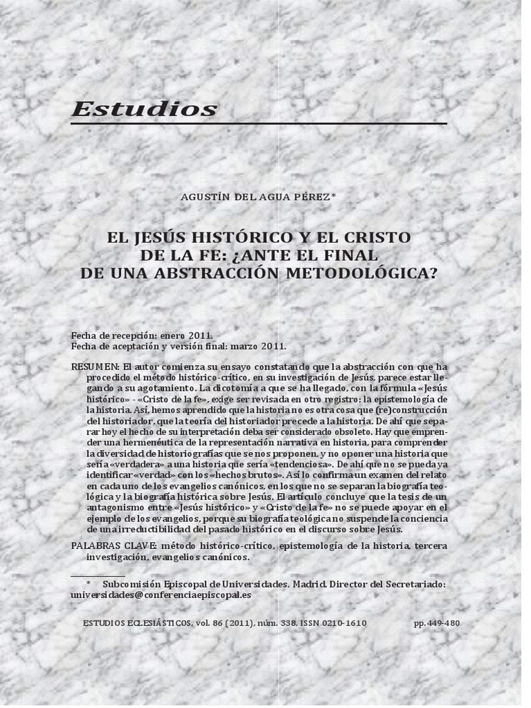 El Jesús Histórico y El Cristo de La Fe-Fi33013656 | PDF | Jesús ...