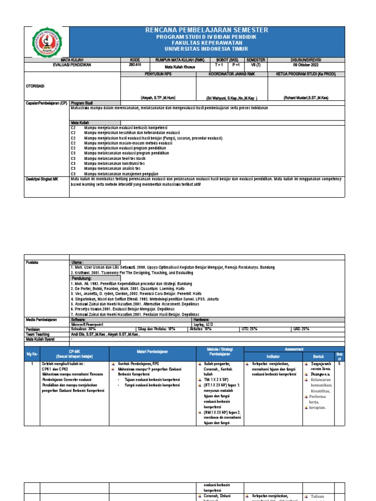 Rps Evaluasi Pendidikan | PDF