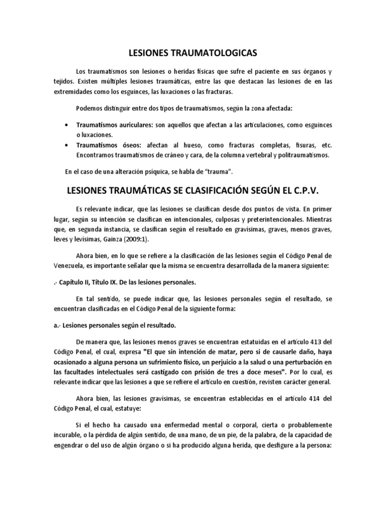 Lesiones Traumatologicas | PDF | Lesión | Causas de la muerte