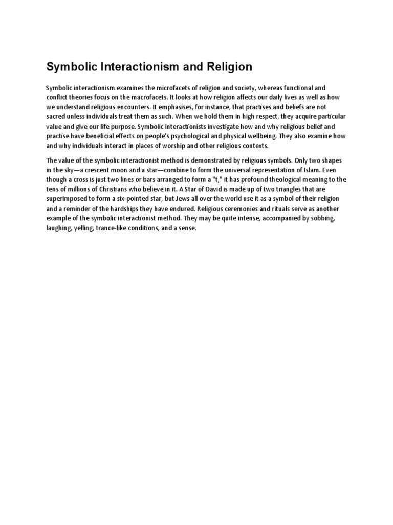 Symbolic Interactionism in Religion | PDF | History