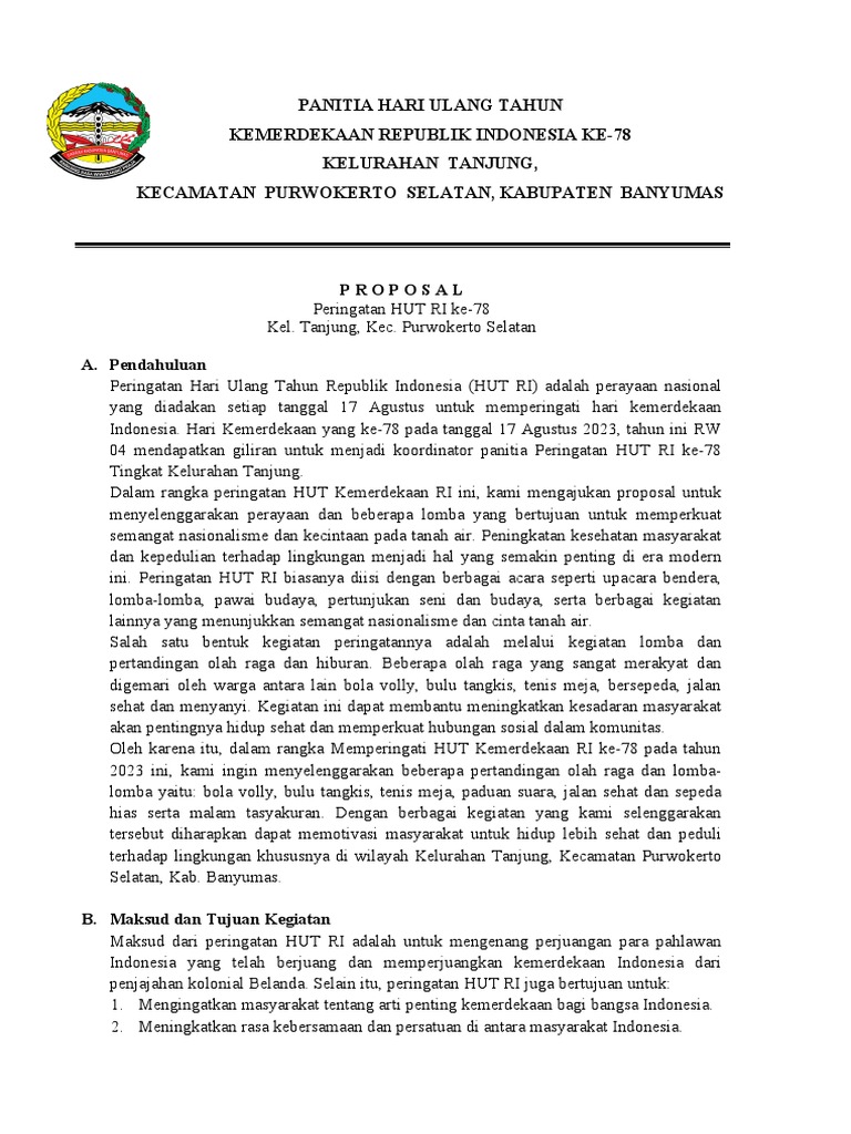 Rancangan Proposal Peringatan HUT RI Ke 78 REV | PDF
