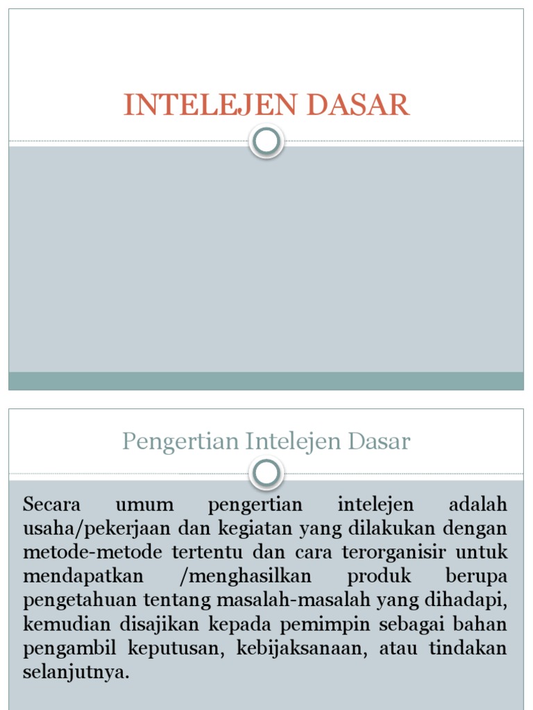 Intelejen Dasar | PDF