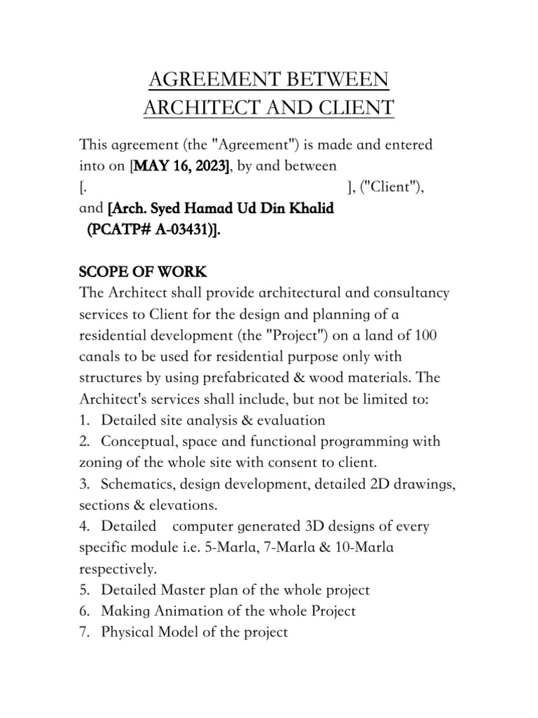 Final Agreement Between Architect & Client | PDF